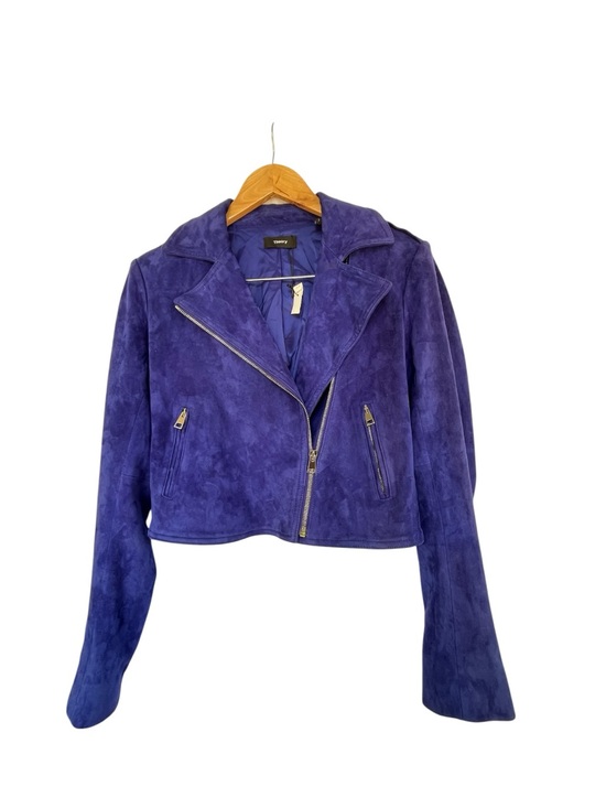 Theory | Jackets & Coats | Theory Blue Suede Motorcycle Moto Biker ...